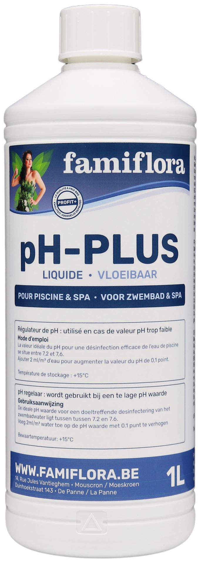Famiflora pH-plus liquide 1L - augmente le niveau de pH de votre piscine ou de votre spa