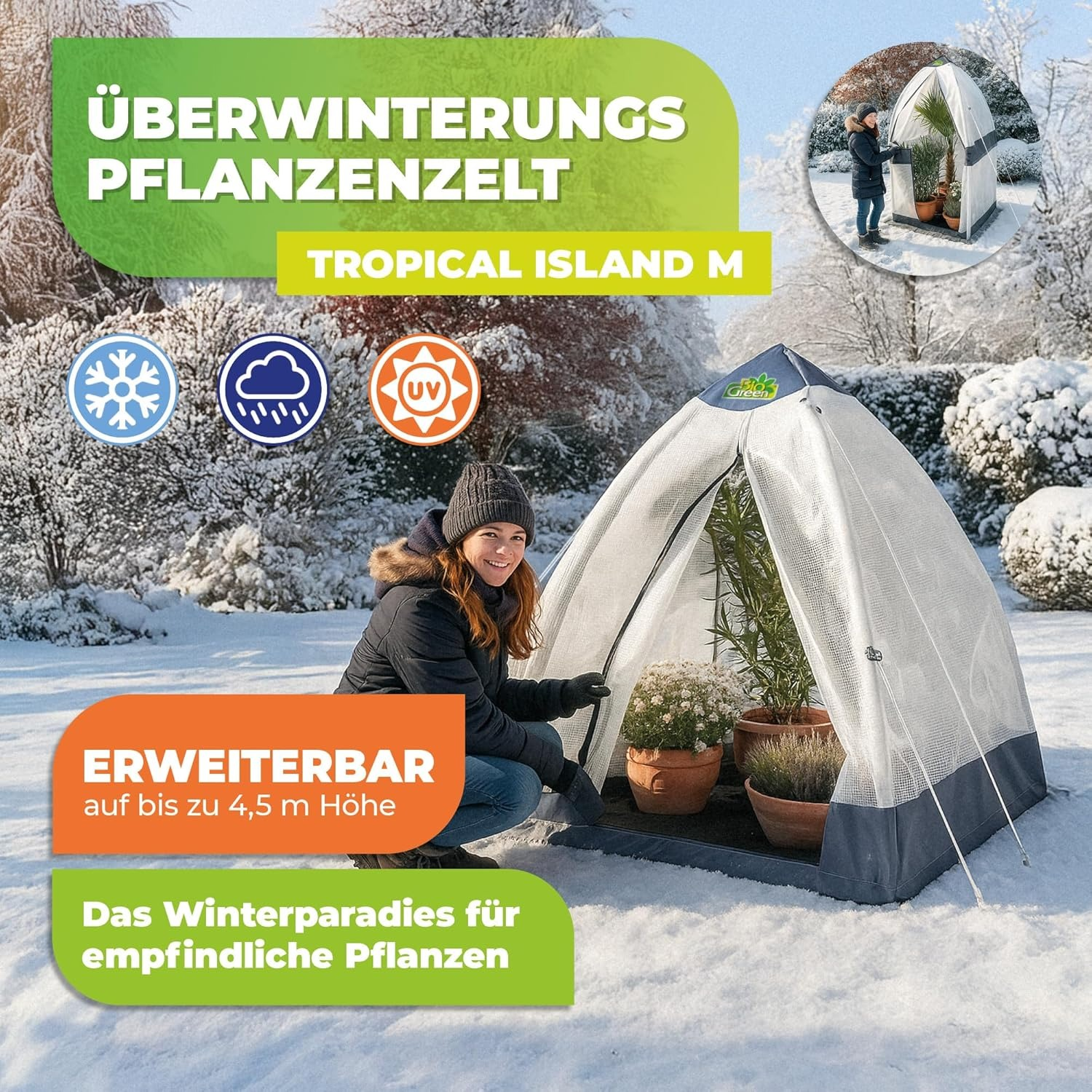 Bio Green overwintering tent & foil greenhouse "Tropical Island M ...