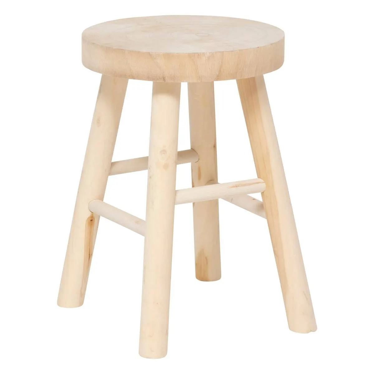 Atmosphera Woody Side Stool - Pauwlowna wood - diameter 28xH41 cm ...