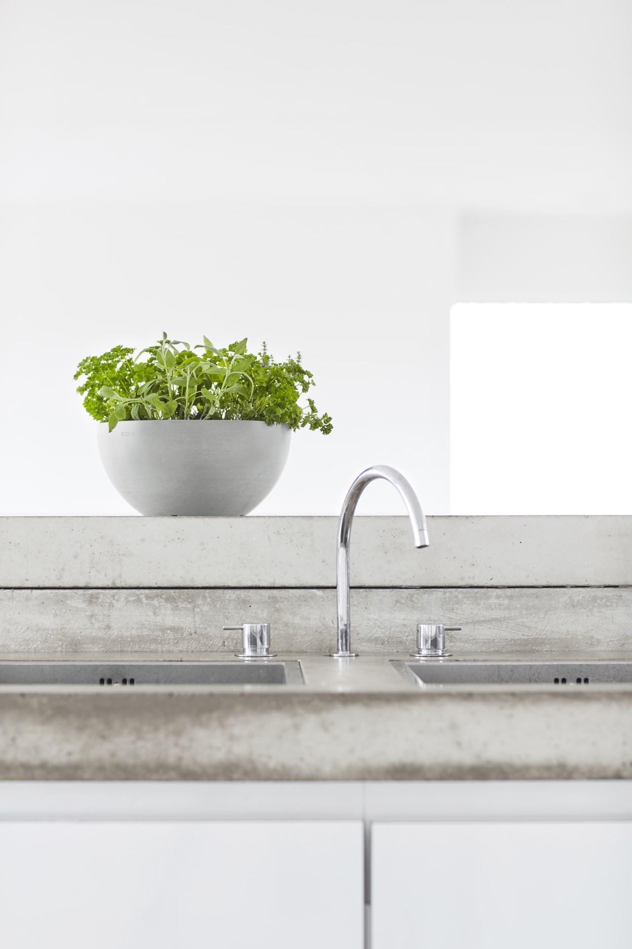 Ecopots Brussels 25 - White Grey - Ø25 x H12 cm - Round white gray ...