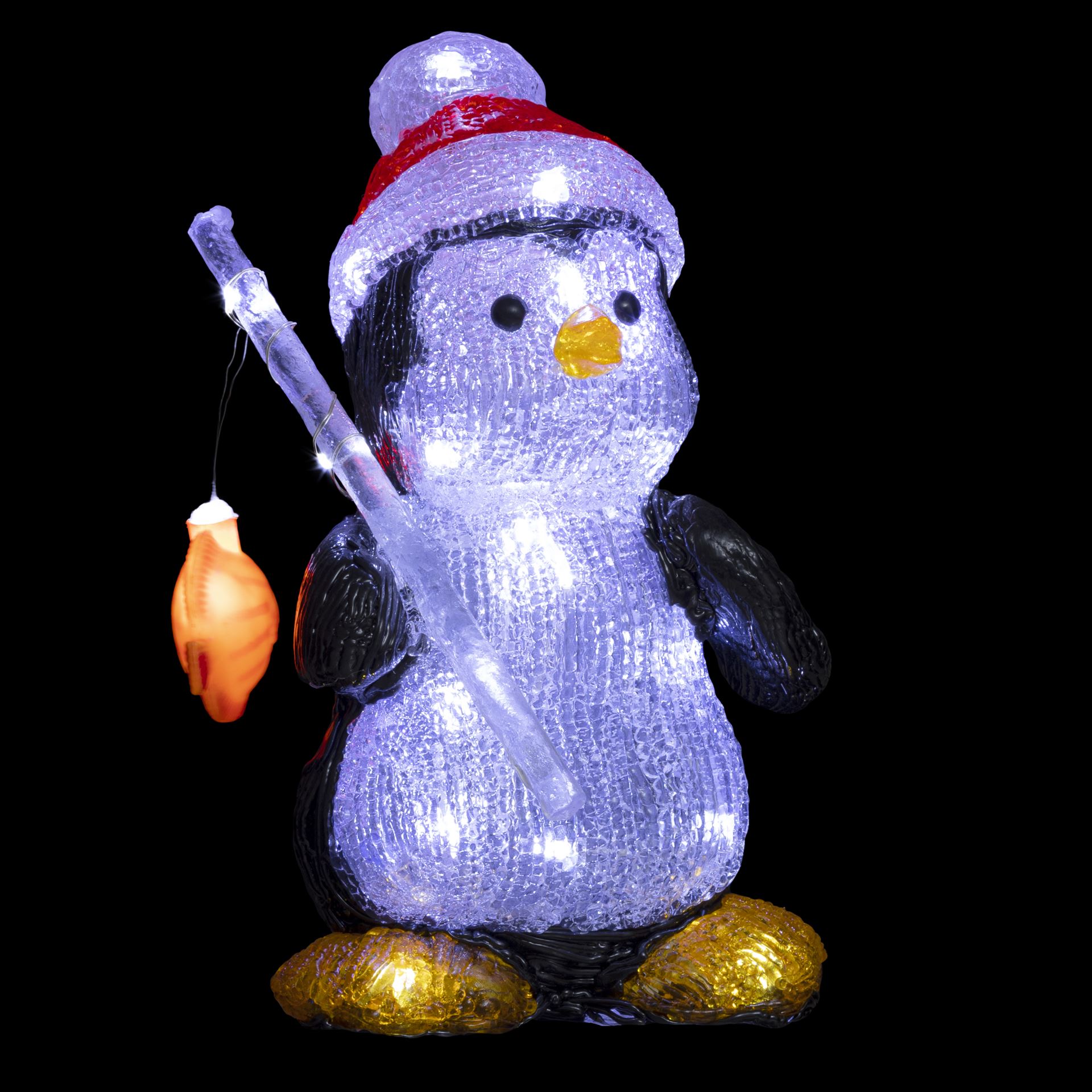 Feeric Lights & Christmas Pinguin Vissend Acryl 30 LED – Buitenverlichting – H35 cm – Batterij ...