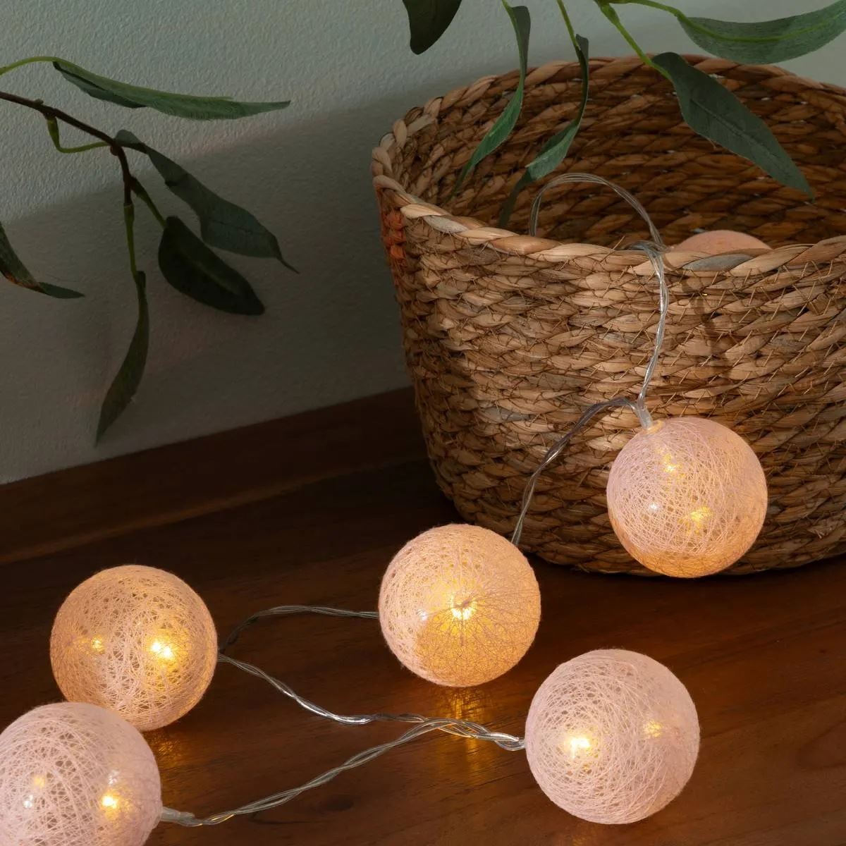 Led-Slinger Op Batterijen 10 Bollen Diam 6 Cm Lichtroze