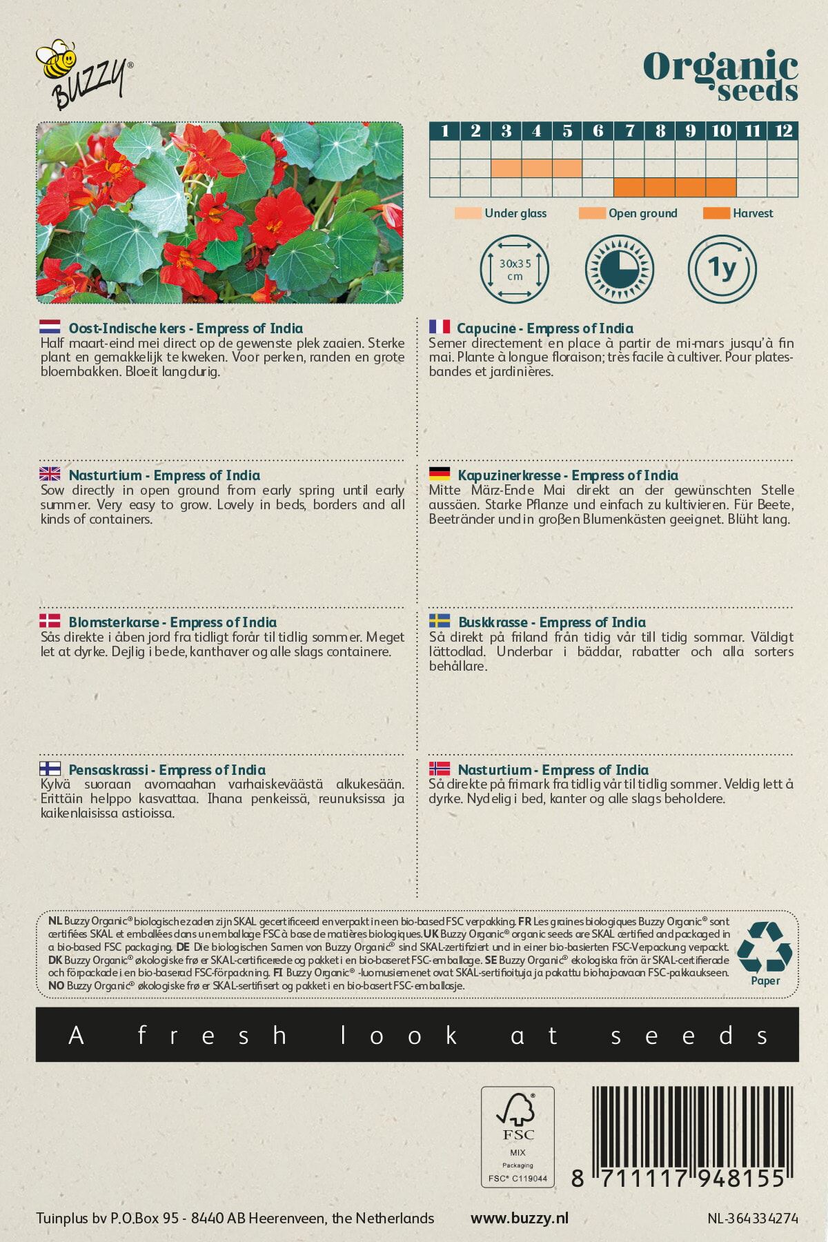 Buzzy Tropaeolum Empress of India - Strong Plant with Edible Flowers ...